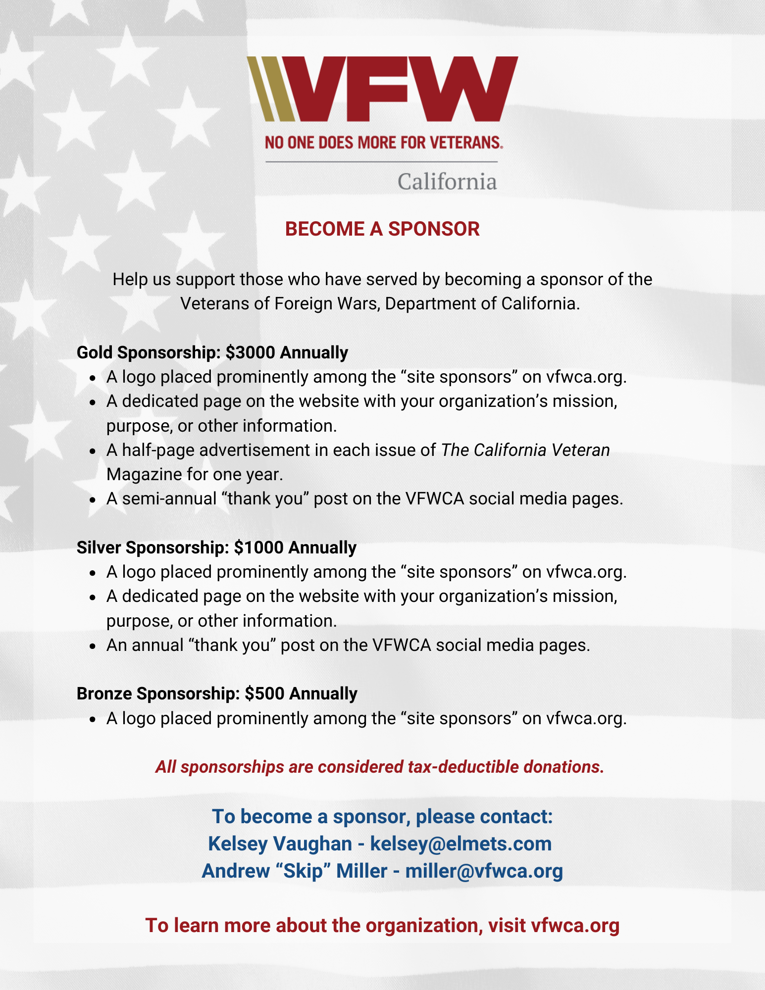 VFW Priorities and Fact Sheet - VFW Department of California